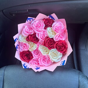 Ribbon Eternal Bouquet, Personalized Bouquet, Personalized Eternal Roses , Graduation Bouquet ...