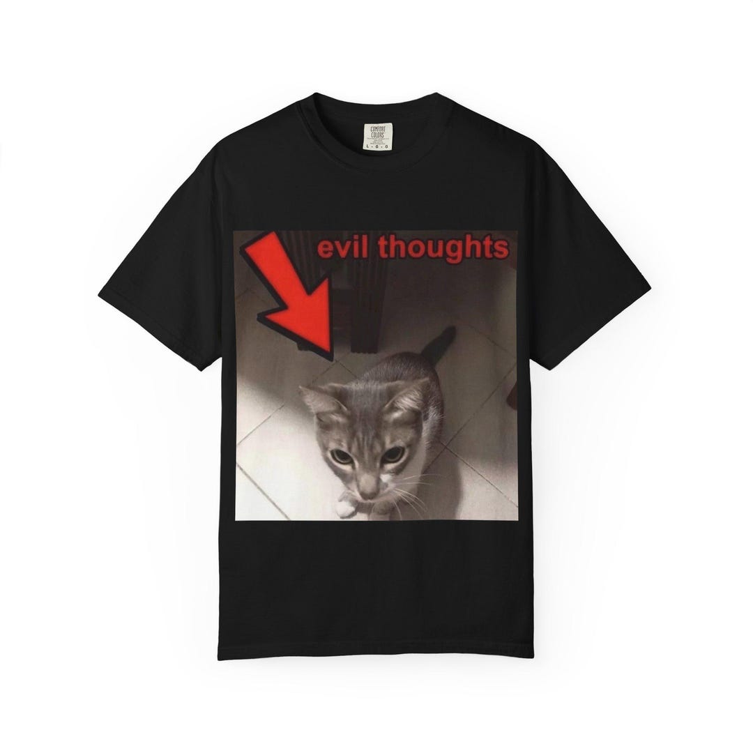 Funny Cat Evil Thoughts Meme T-shirt - Etsy