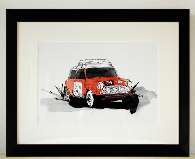 Mini Cooper Rally Car Illustration - Etsy