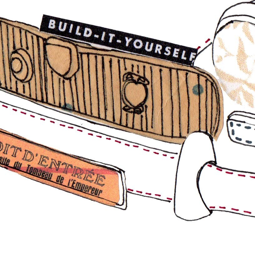 MG Midget - Ink and Collage Illustration - Etsy