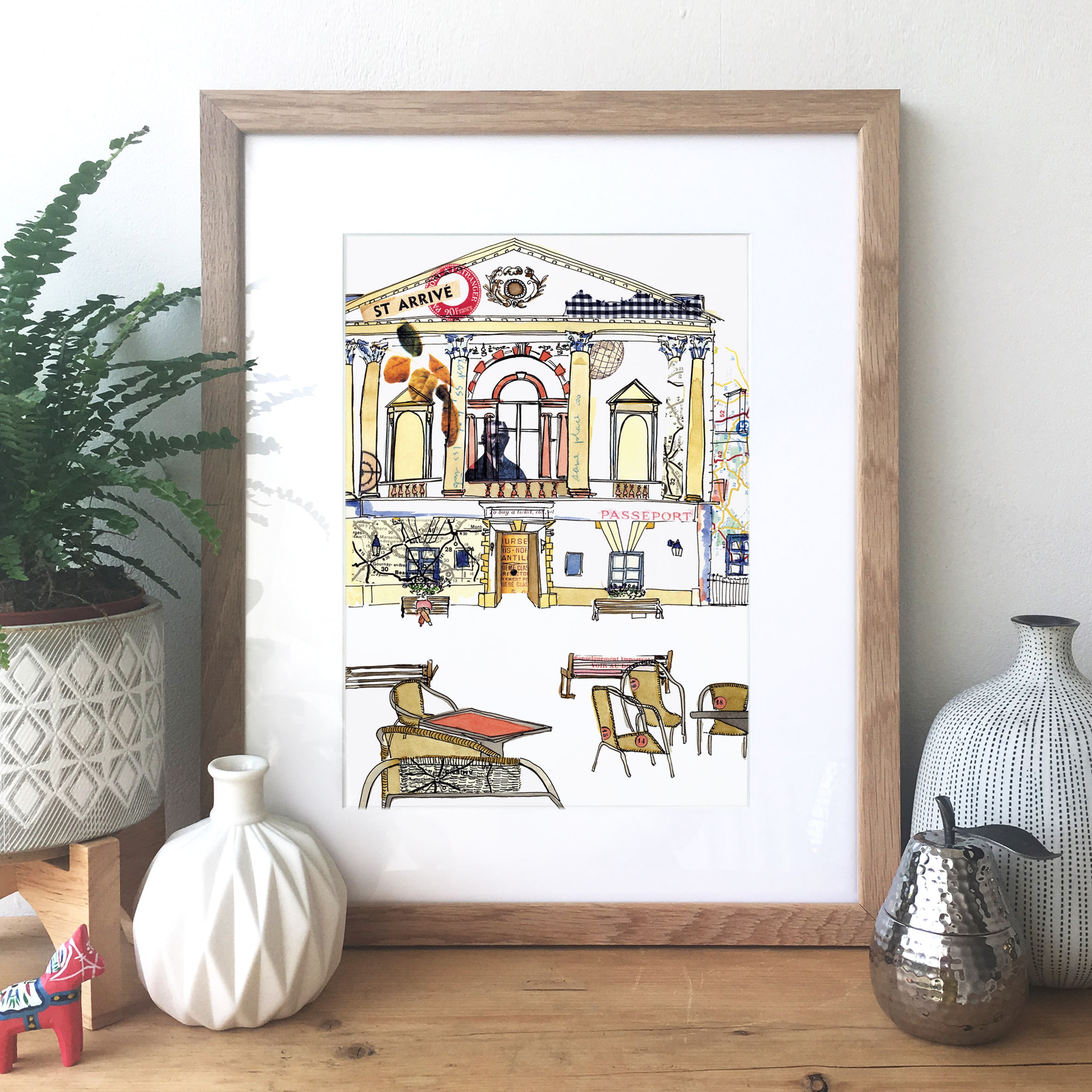 Bath Roman Baths, England Ink, Watercolour and Collage Illustration - Etsy