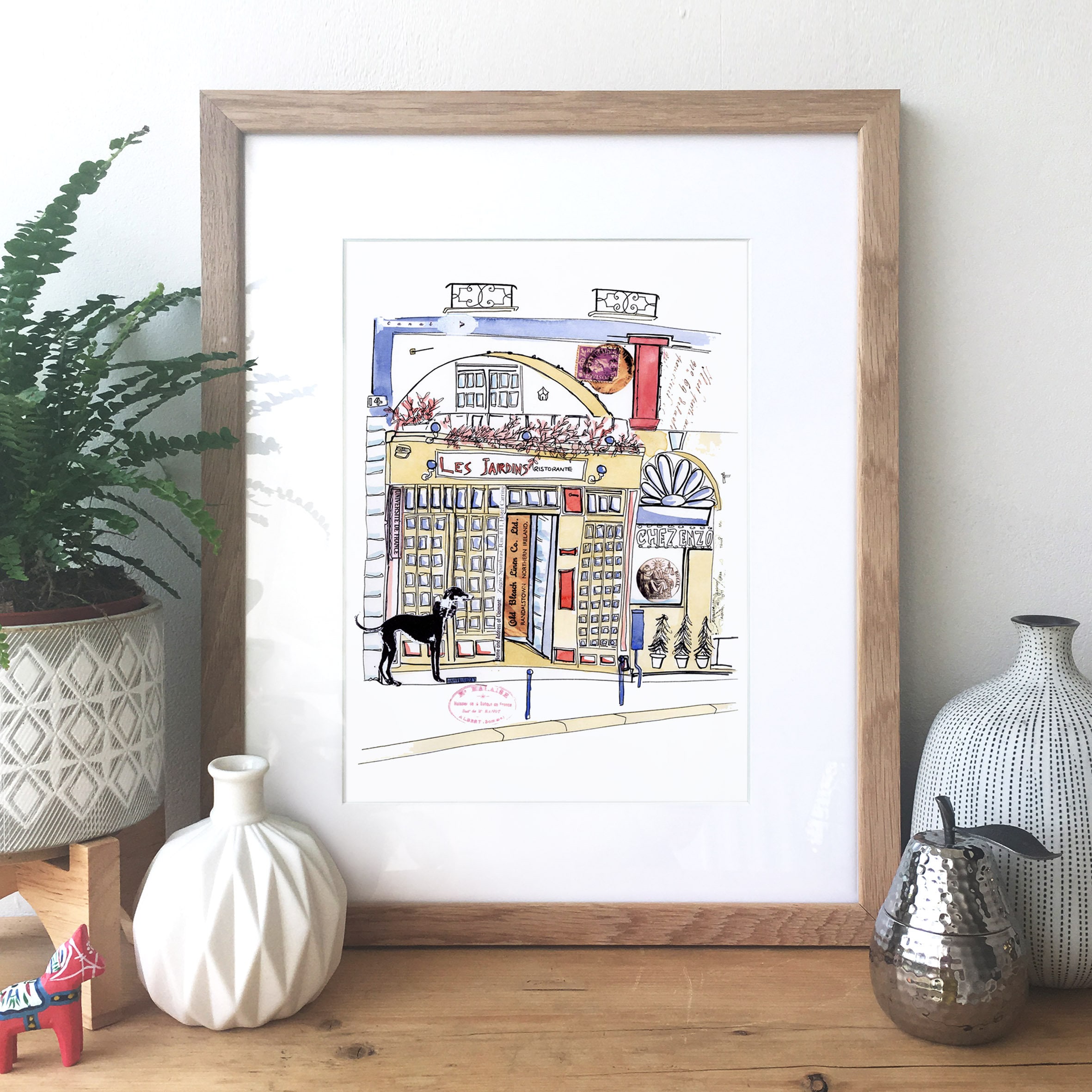 Paris Restaurant Ink Watercolour and Collage Illustration - Etsy