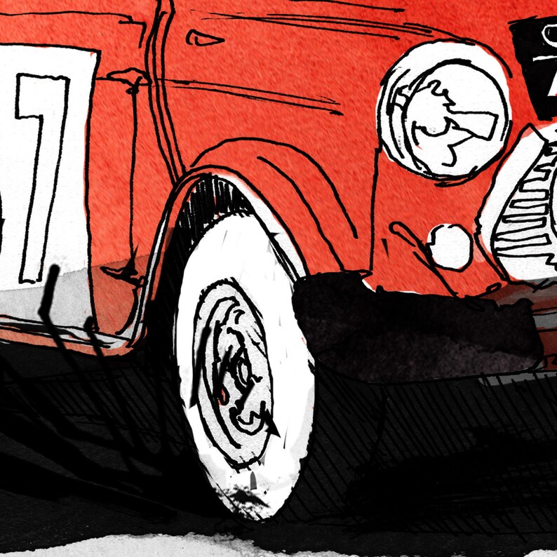 Mini Cooper Rally Car Illustration - Etsy