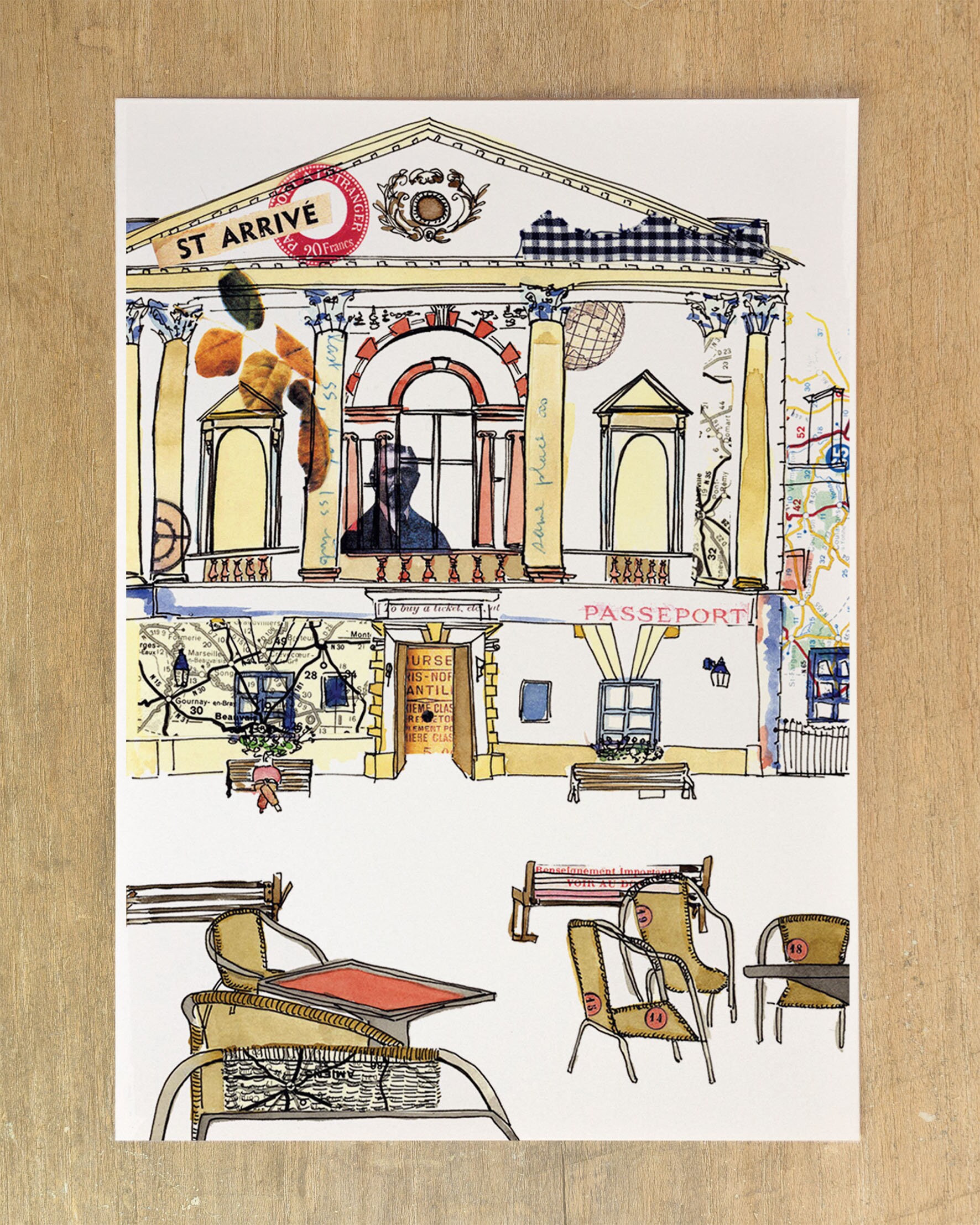 Bath Roman Baths, England Ink, Watercolour and Collage Illustration - Etsy