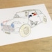 Mini Cooper Car Ink and Collage Illustration - Etsy