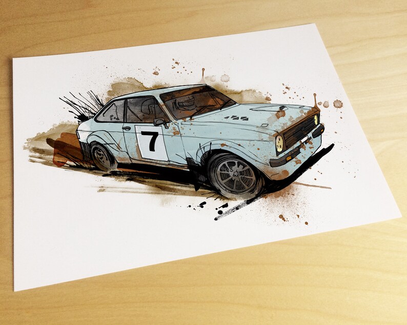 Ford Mk 2 Escort Rally Car Illustration - Etsy UK