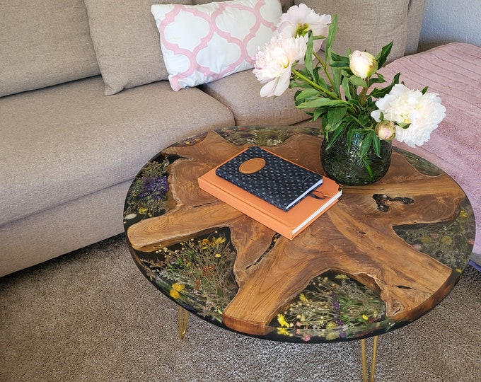 Epoxy Floral Coffee Table, Table With Flower, Resin Table, Epoxy Resin ...