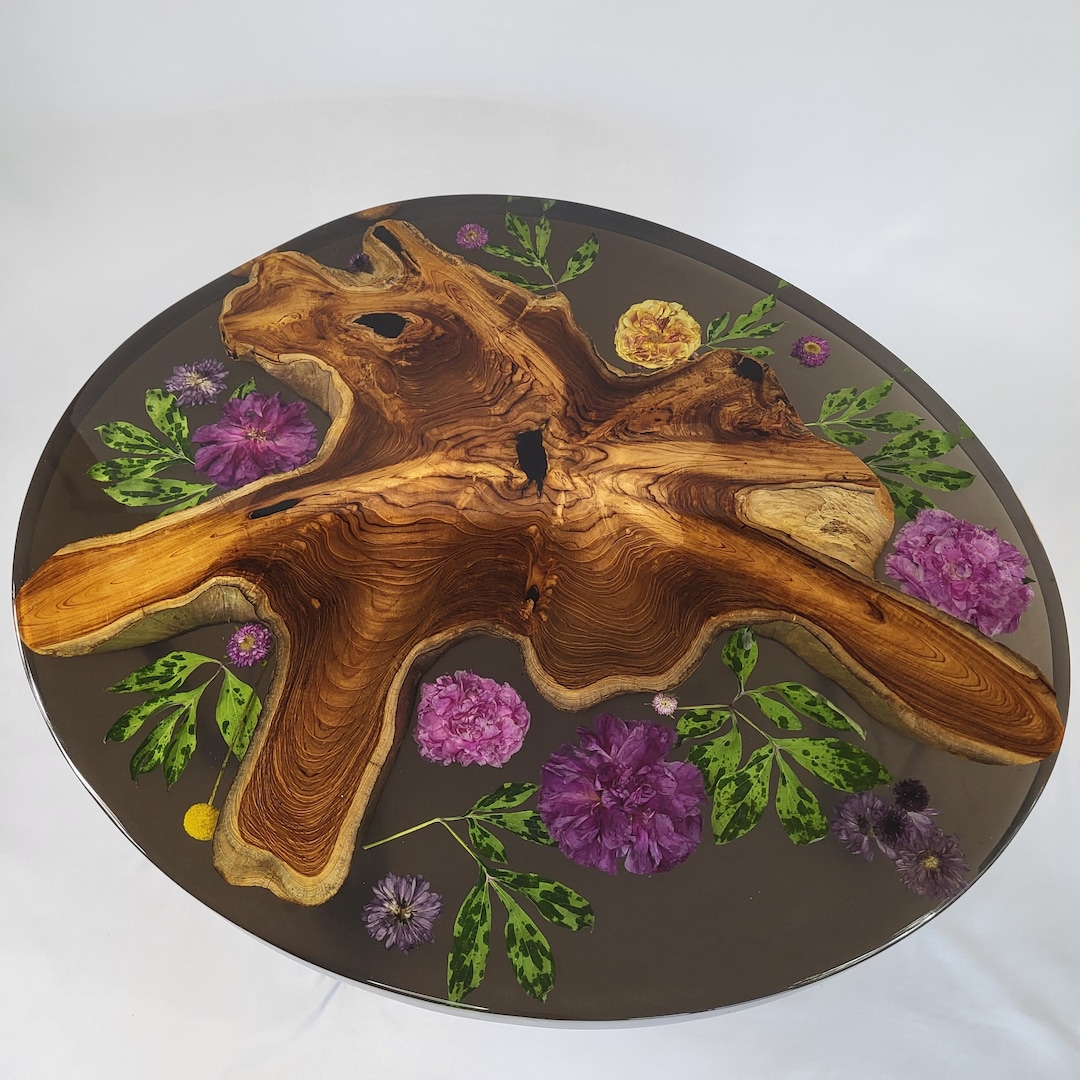 Epoxy Flower Table, Flower Coffee Table, Table With Flower, Floral ...