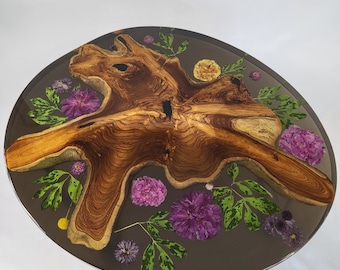 Epoxy Flower Table, Flower Coffee Table, Table With Flower, Floral ...