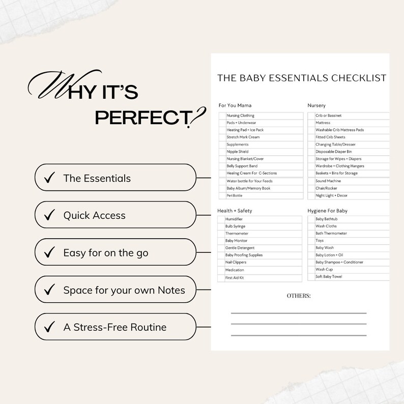 Baby Essentials Checklist Printable, Nursery Checklist, Newborn ...