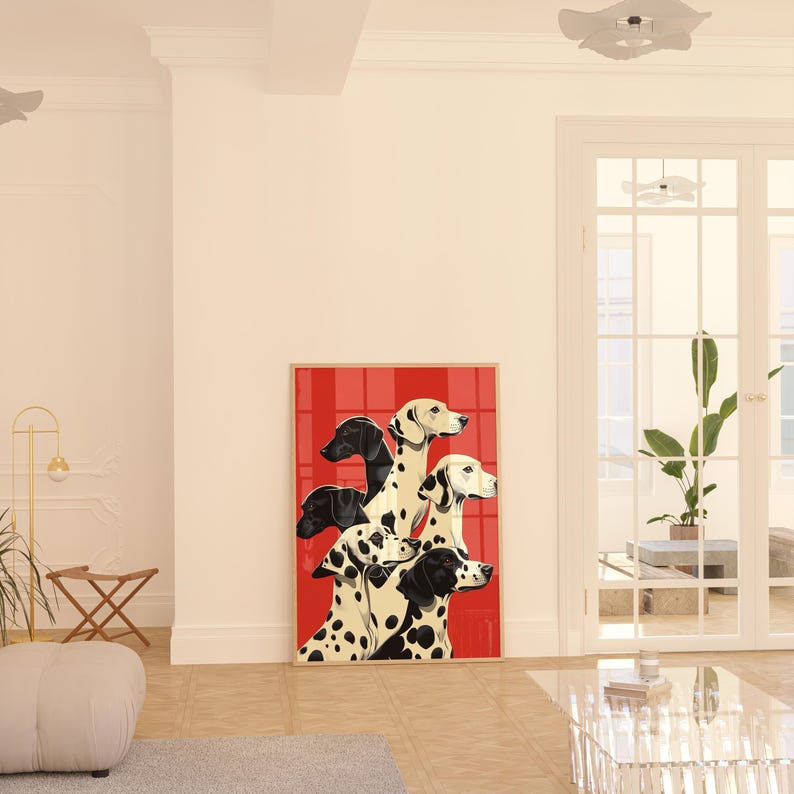 Dalmatians in Formation Printing, Editable Dalmatian Art, Black and ...