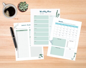 Neutral Daily, Weekly and Monthly Planner Pages 11 X 8.5 Inches PDF ...