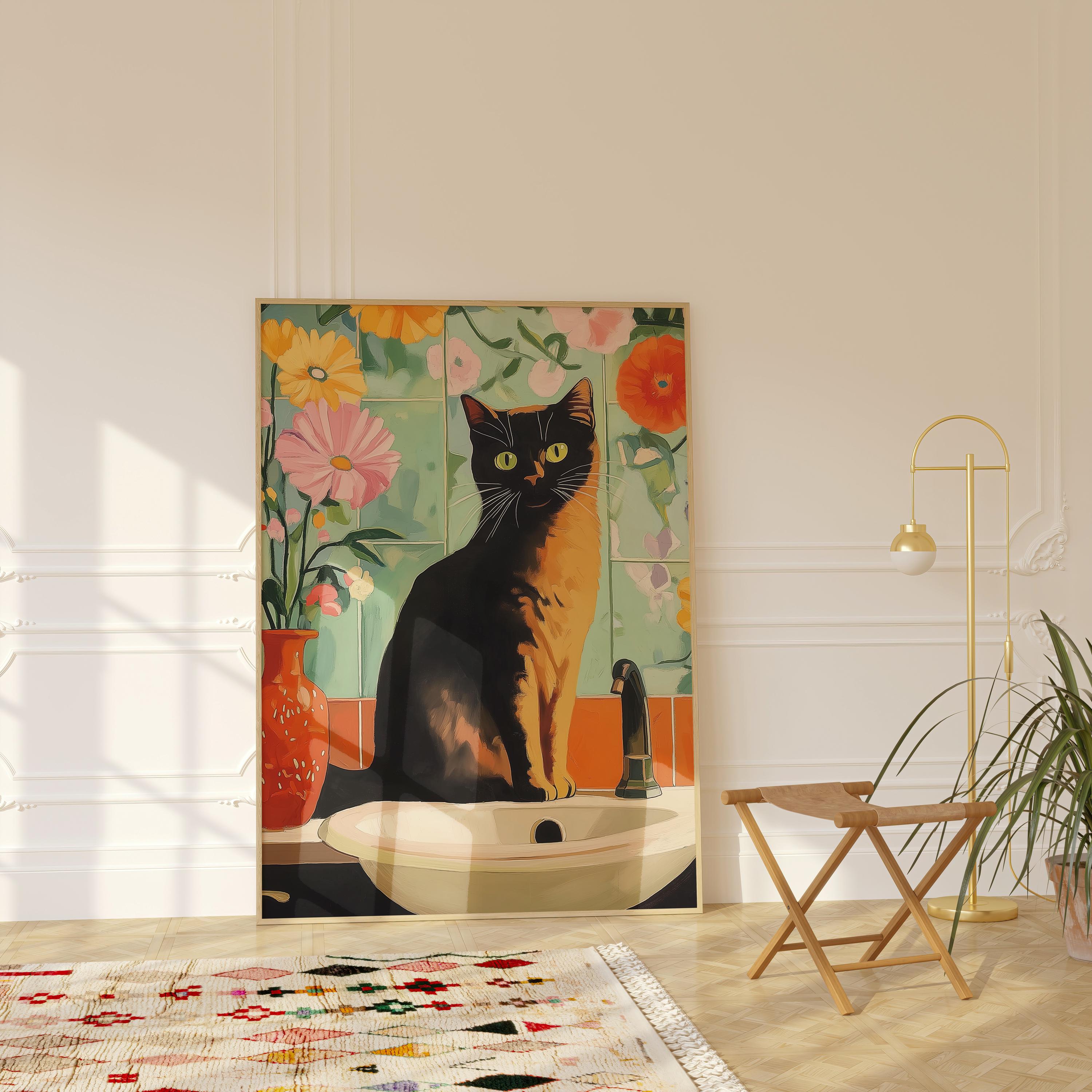 Colorful Cat Art, Cute Kitten Poster, Abstract Cat Illustration, Animal ...