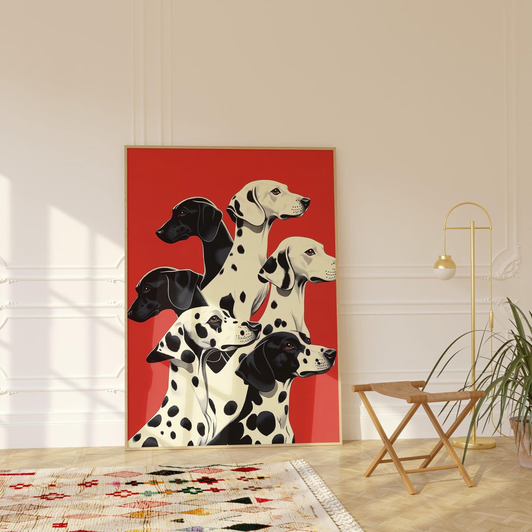 Dalmatians in Formation Printing, Editable Dalmatian Art, Black and ...