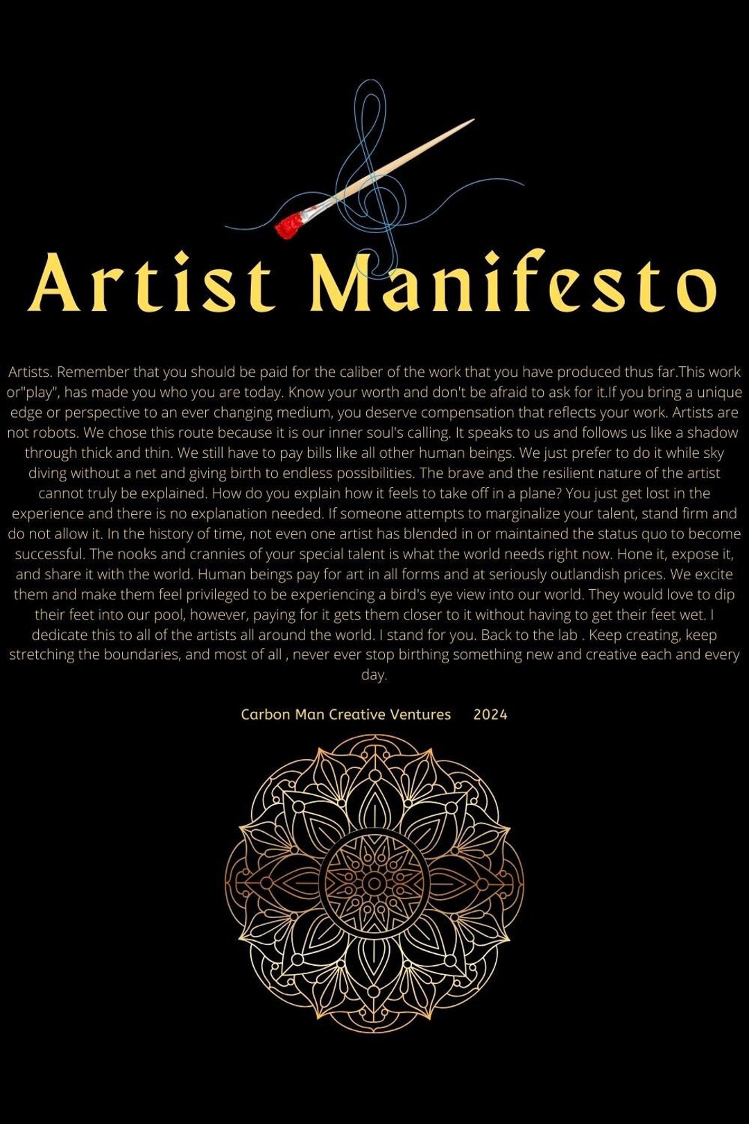 Artist Manifesto, Artist Poster, Poster for Artists, Manifesto - Etsy