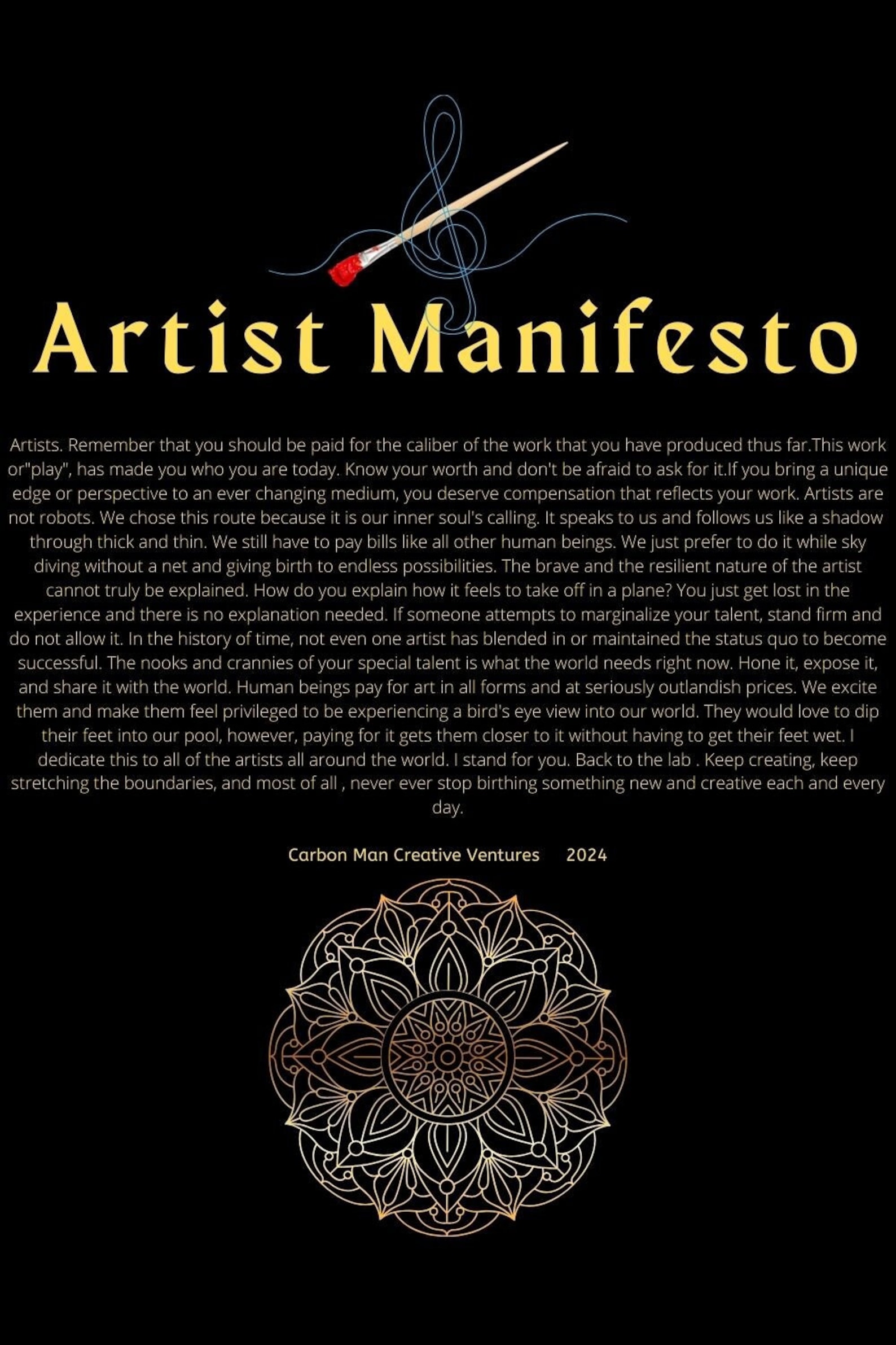 Artist Manifesto, Artist Poster, Poster for Artists, Manifesto - Etsy