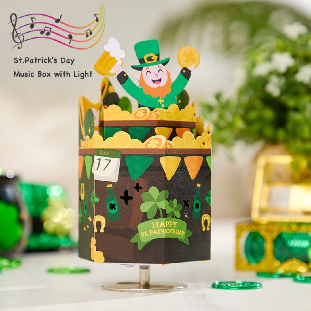 St. Patrick's Day 3D Paper Music Box – Handmade Irish Gift, Unique ...