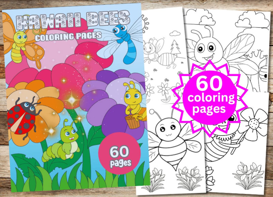 60 Cute Bee Coloring Pages, Sport Bee Coloring Book Cute Bees Grayscale ...