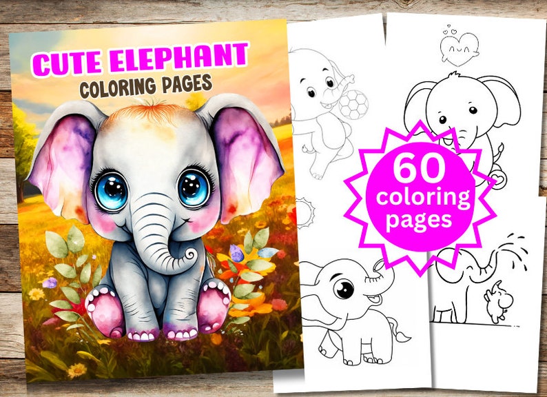 60 Cute Elephants Coloring Pages, Elephants Coloring Book Cute ...