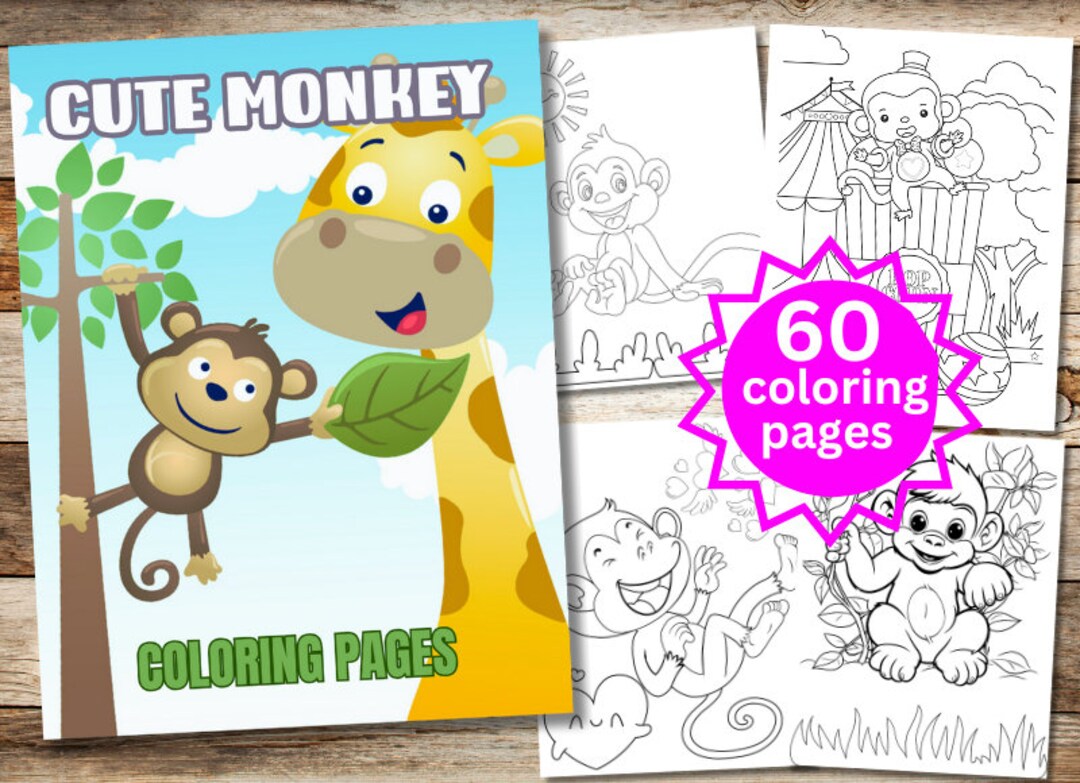 60 Cute Monkey Coloring Pages, Sport Monkey Coloring Book Cute Monkey ...
