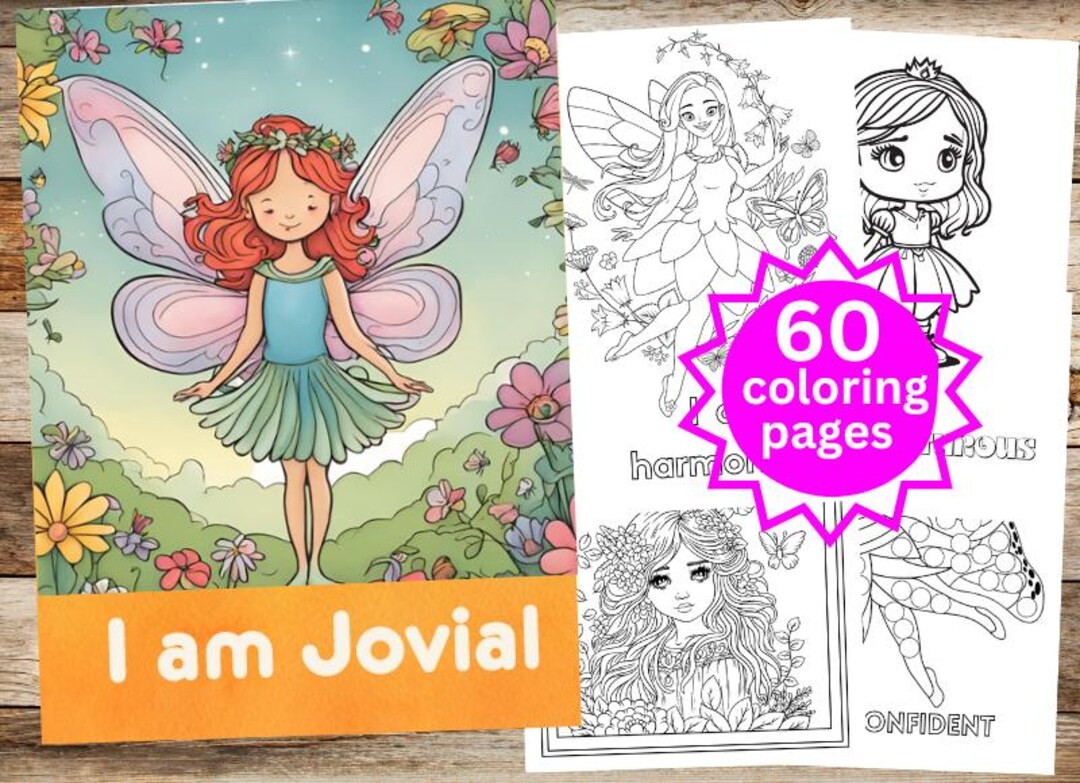 60 Enchanting Fairy Affirmation Coloring Pages Grayscale Coloring Book ...