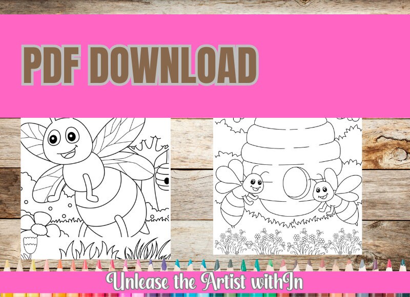 60 Cute Bee Coloring Pages, Sport Bee Coloring Book Cute Bees Grayscale ...