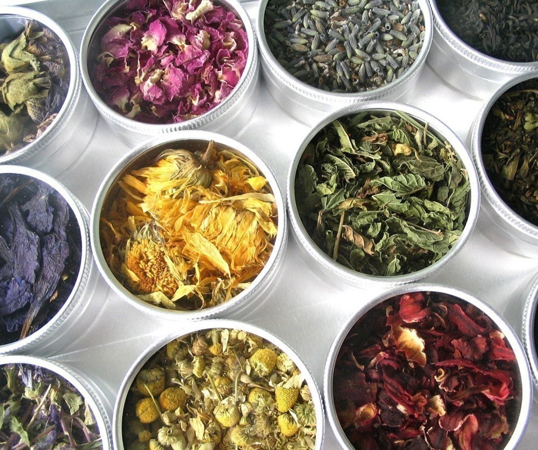 Green Herbal Tea Kit in a Brushed Aluminum Box Set of 15 a Beautiful ...