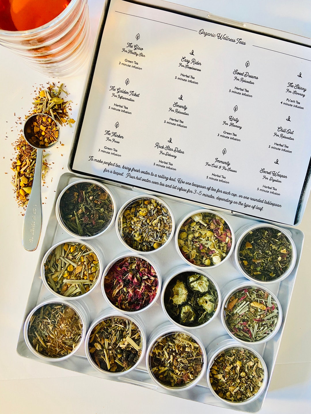 Wellness Tea Kit for Self Care and Well Being With 12 Organic Tea ...