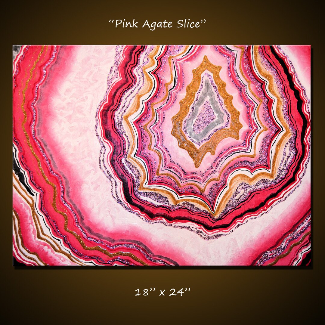 Agate Slice Art // Abstract Art Painting Original Large Modern Art Wall ...