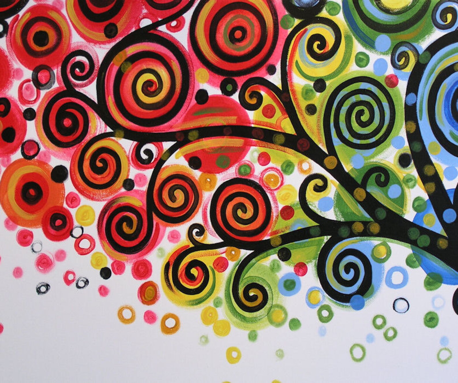 Rainbow Art Painting Original Large Abstract Modern Contemporary Curly ...