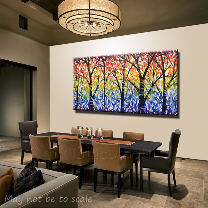Extra Large Wall Art / Huge Art Rainbow Painting Modern Landscape ...