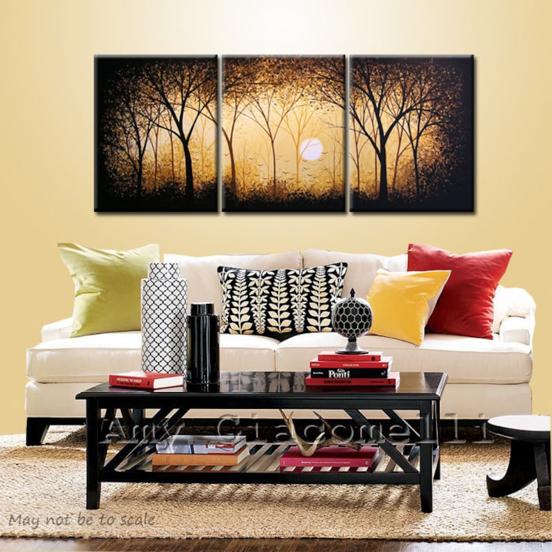 Extra Large Gallery Wall Art Original Triptych Painting Contemporary ...