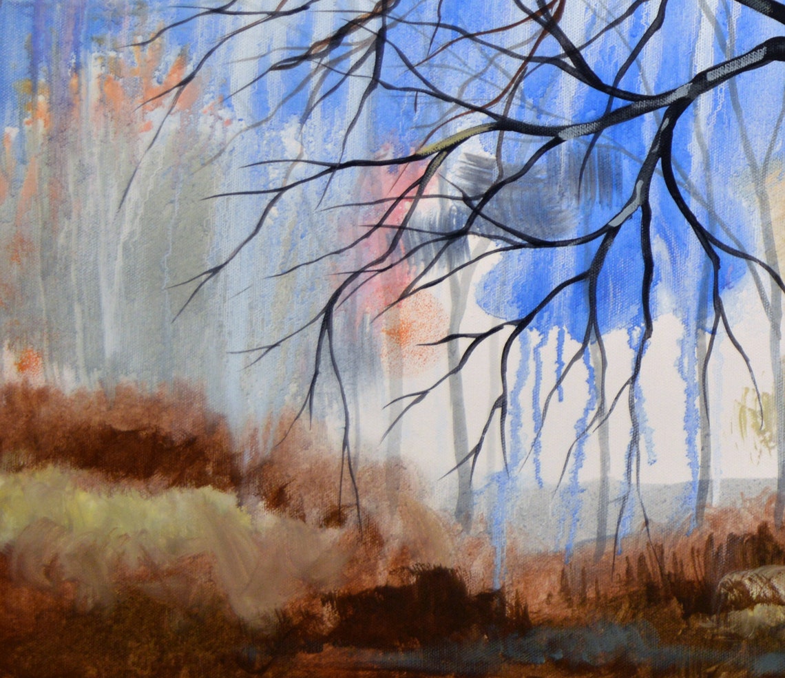 Large Wall Art / Original Modern Hand Painted Landscape Tree | Etsy