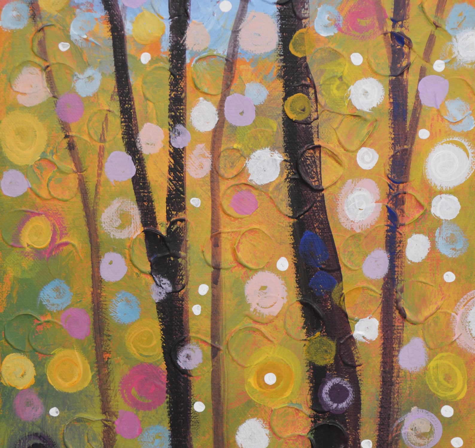 Large Original Textured Hand-painted Triptych Landscape Trees Painting ...
