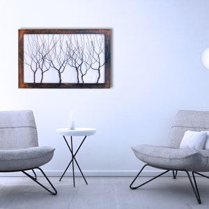 Framed Tree Wall Art / Wire Tree Sculpture Unique Art Object Large ...