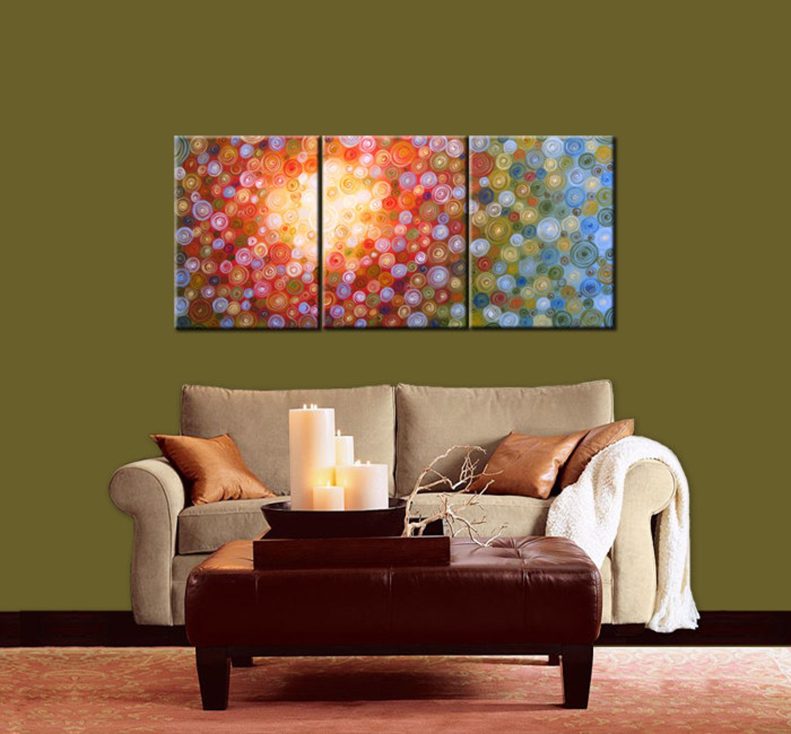 Abstract Art Triptych Painting Original Large Modern - Etsy