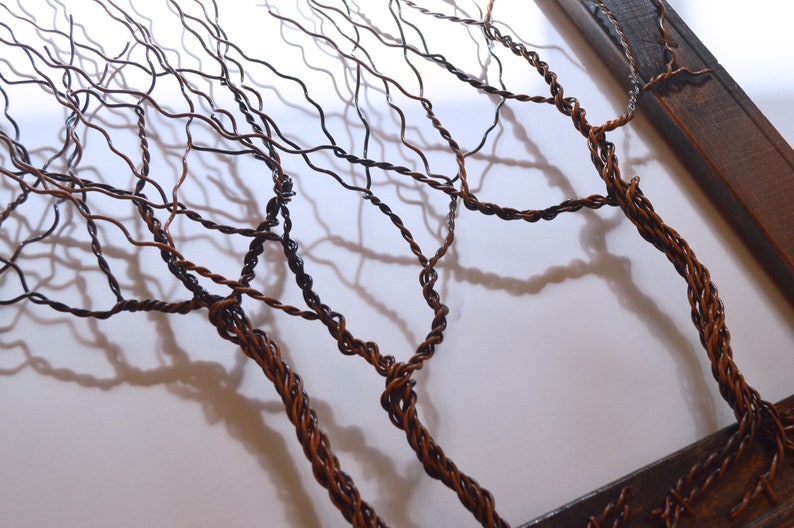 Framed Rustic Wire Tree Wall Art Sculpture Unique Art Object Large ...
