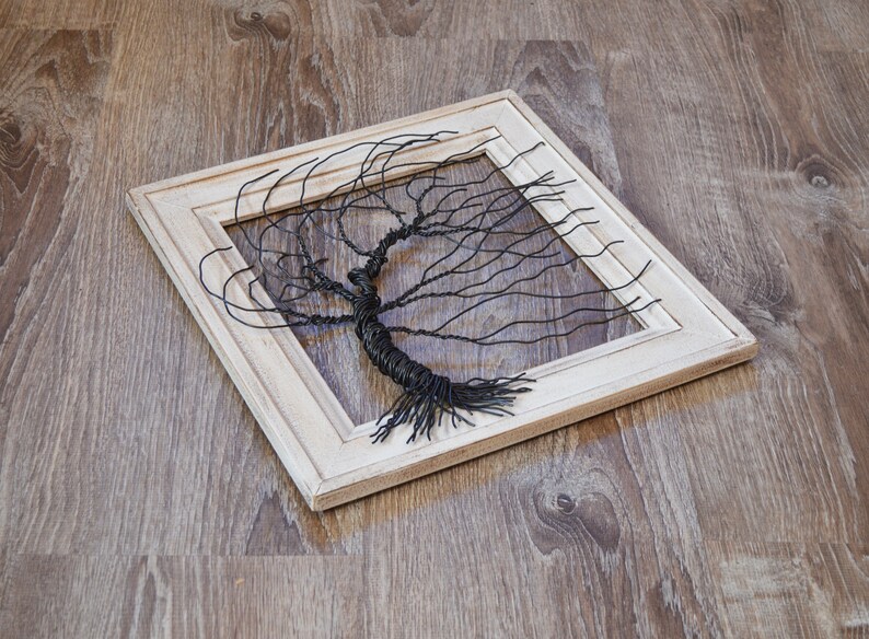 Framed Tree Wall Art / Wire Tree Sculpture Unique Art Object Large ...