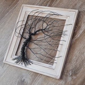Framed Tree Wall Art / Wire Tree Sculpture Unique Art Object Large ...