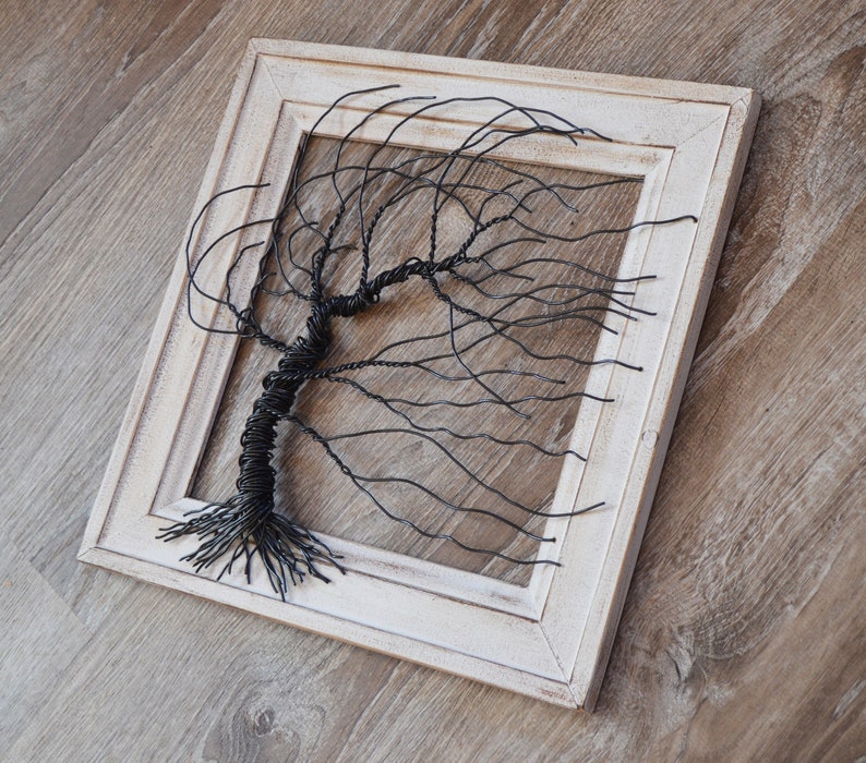 Framed Tree Wall Art / Wire Tree Sculpture Unique Art Object Large ...