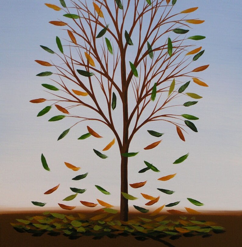 Original Large 4 Piece Painting Modern Contemporary Trees Seasons ...