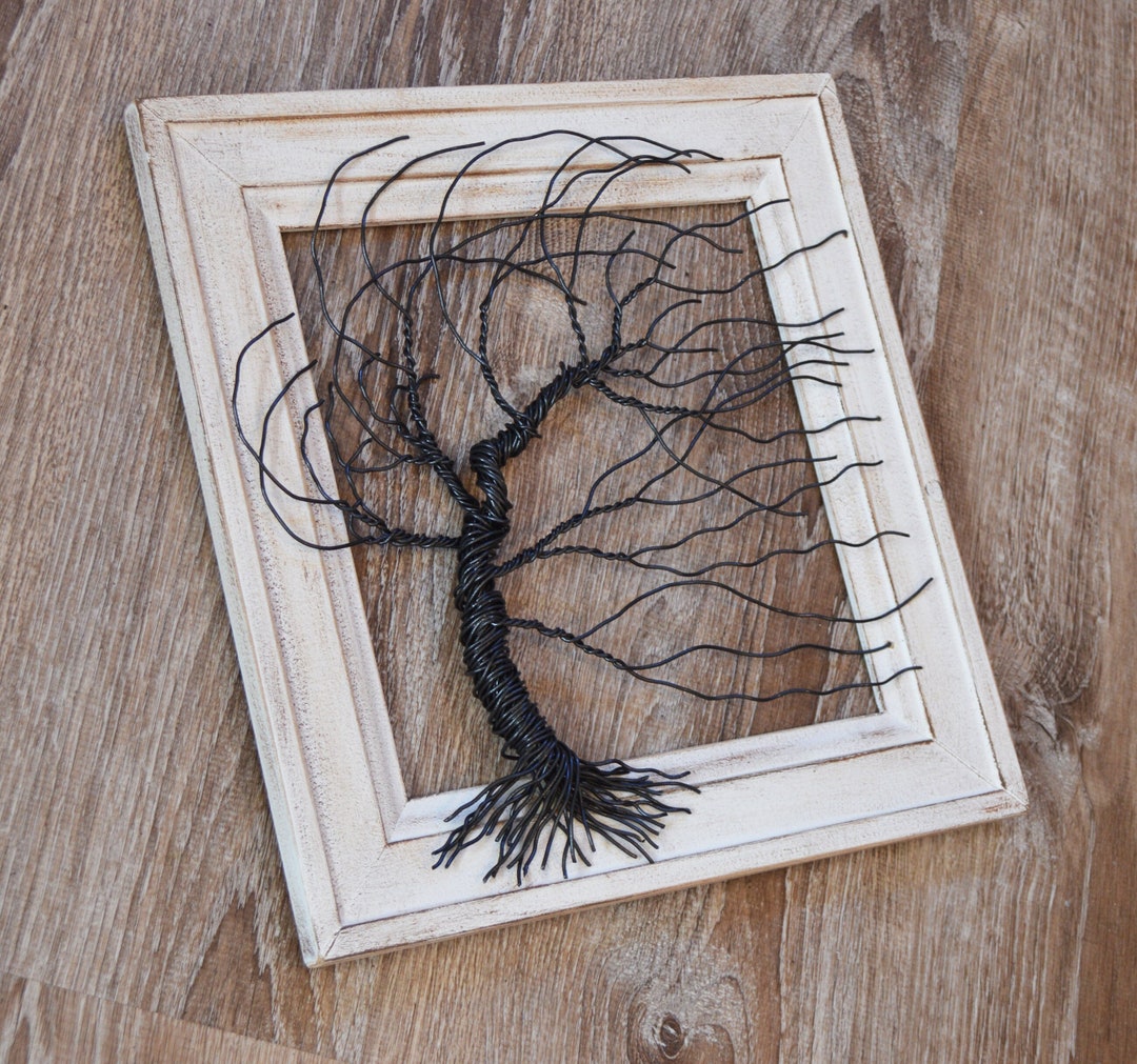 Framed Tree Wall Art / Wire Tree Sculpture Unique Art Object Large ...