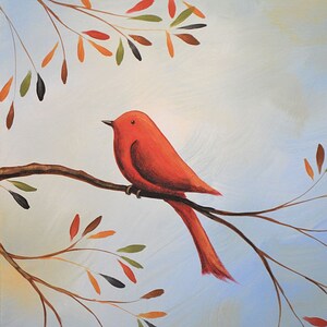 Large Wall Art Painting 54" Triptych Original Modern Birds Trees ...