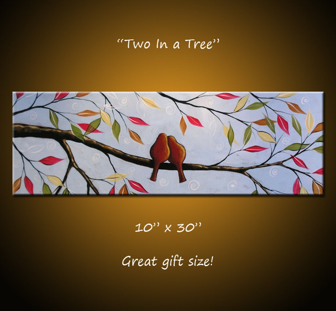 Original Bird Art Painting Modern Contemporary Trees Birds in a Tree ...