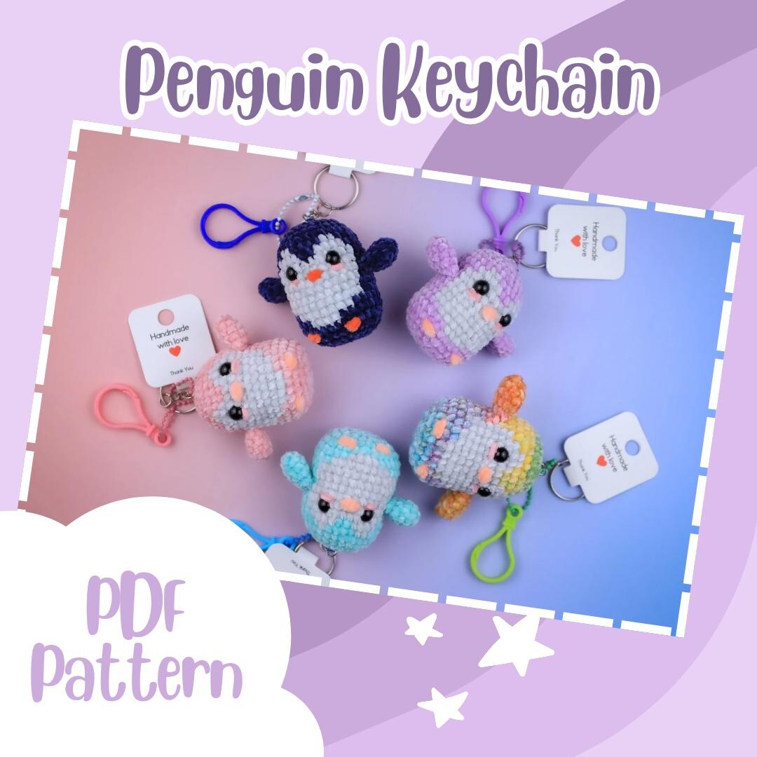 Penguin Keychain No-sew Amigurumi Crochet PDF Pattern - Digital ...