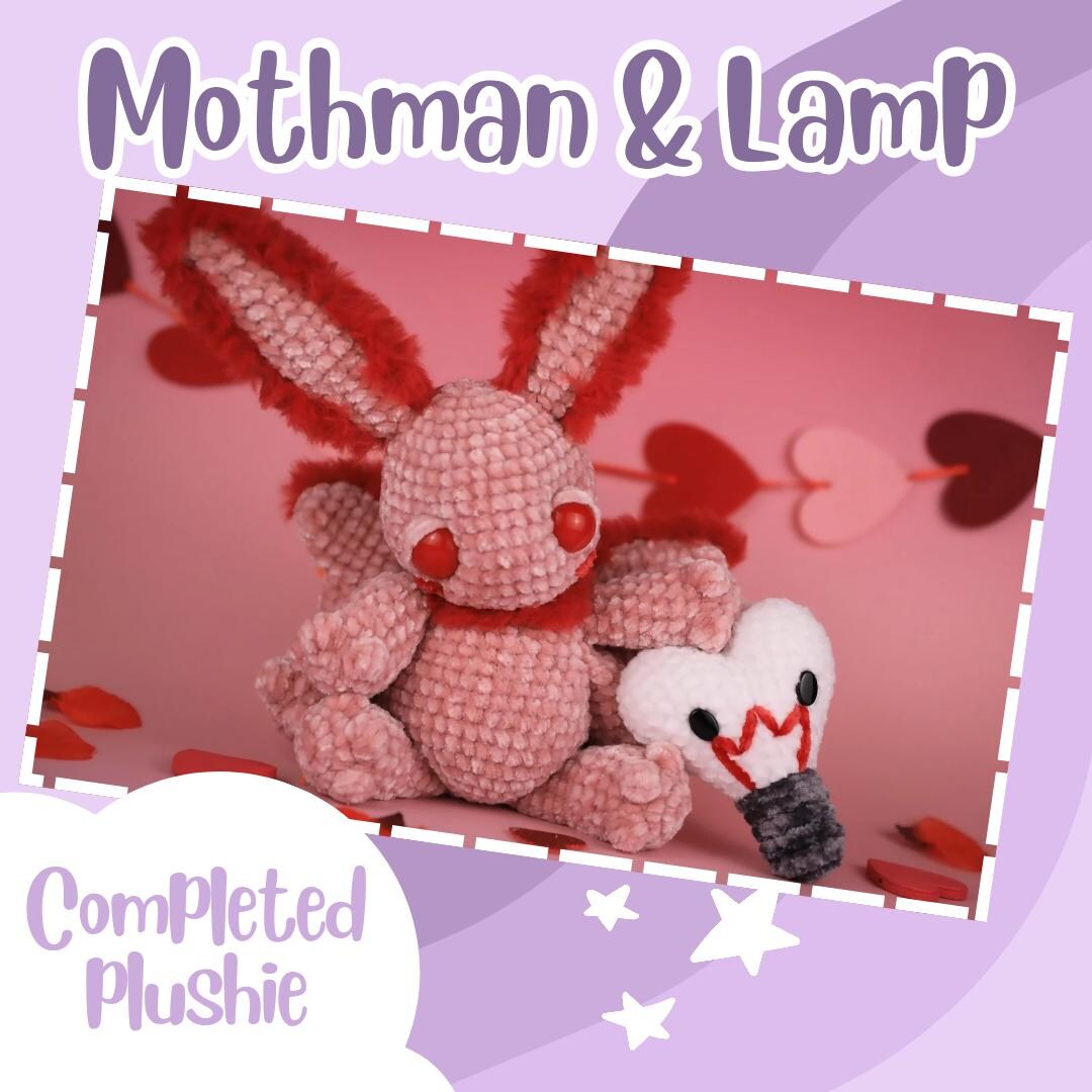 Mothman & Lamp Pink Amigurumi Crochet Plushie - Finished Product - Etsy