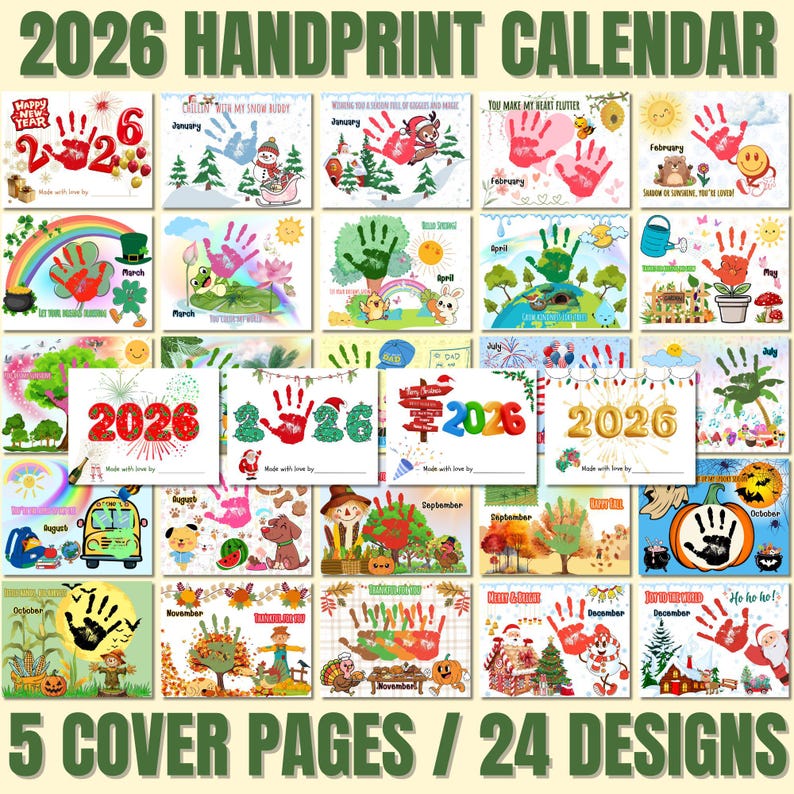 2026 Handprint Calendar Template, Kids DIY Craft (printable) - Etsy