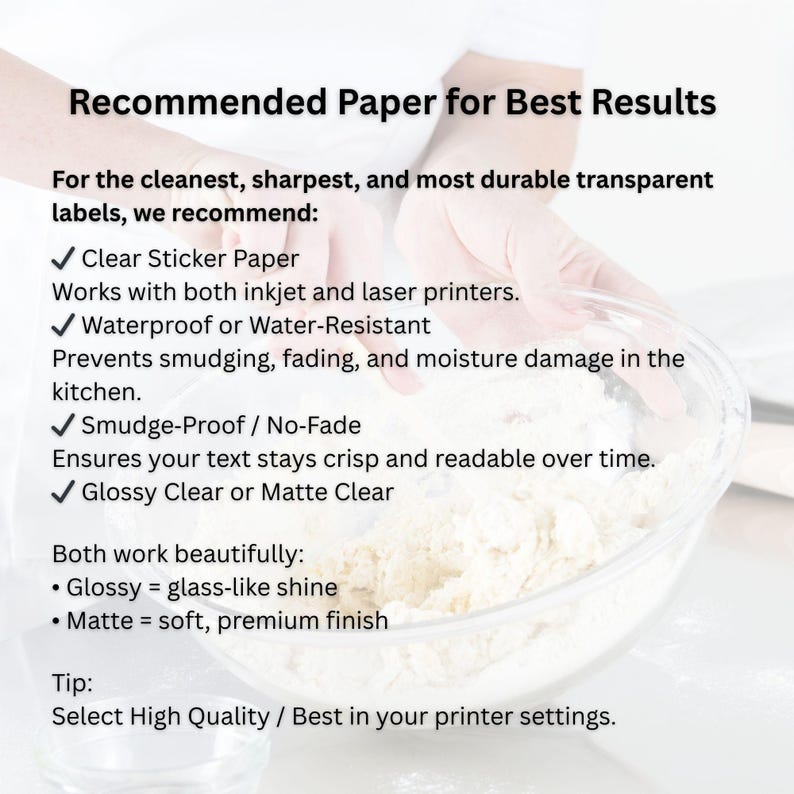 Transparent Recipe Labels for Large Pantry Jars (digital Download) - Etsy