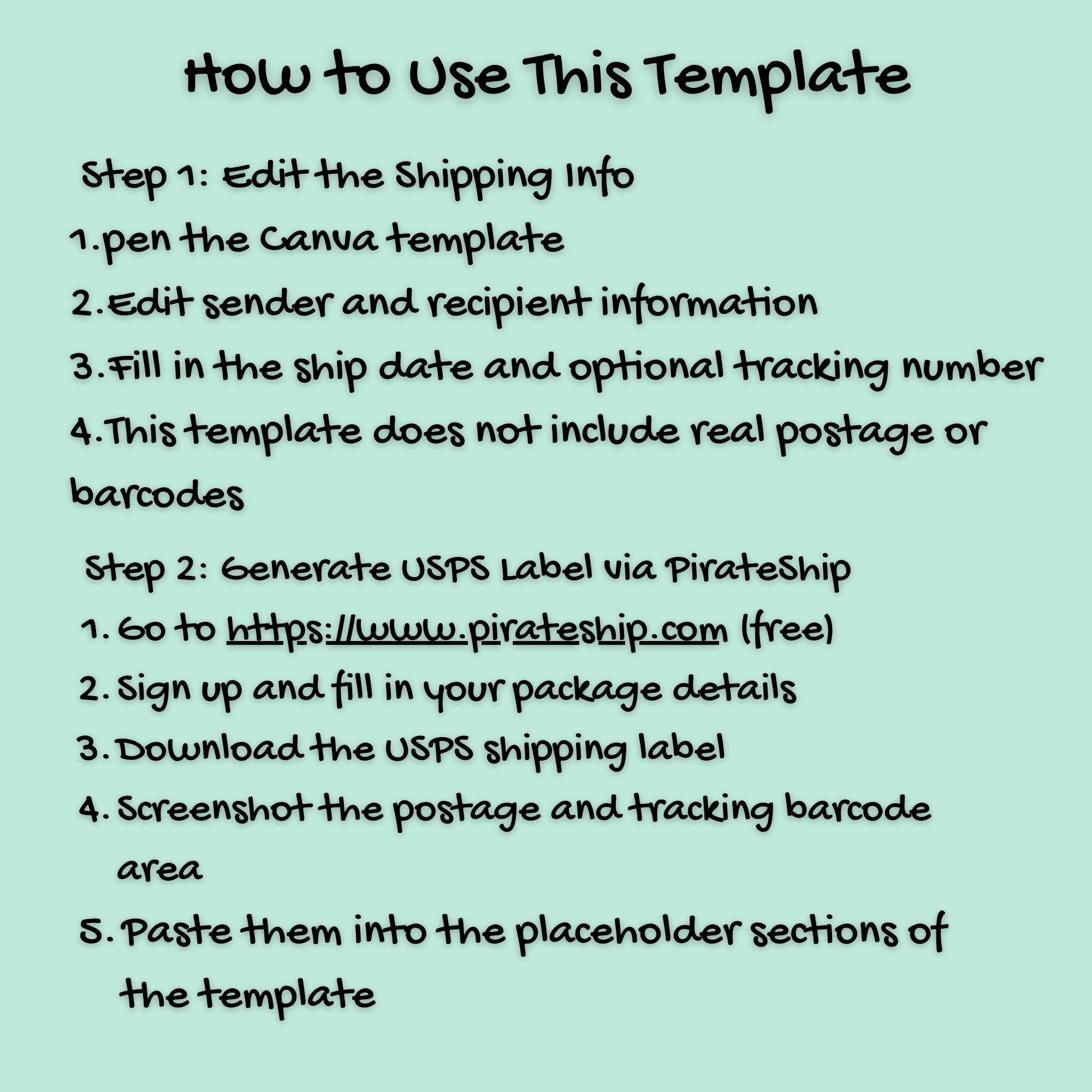 Editable Shipping Label Template, Custom Mail Label, Printable Shipping ...