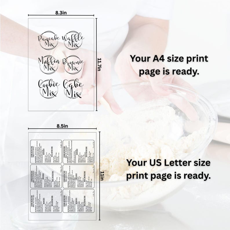 40 Transparent Recipe Labels • Fits 12‑cup Pantry Jars • 3x4 Printable ...